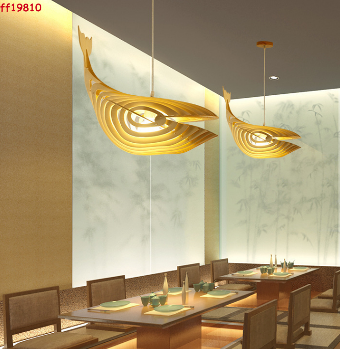 Wooden Fish Ceiling Fixtures Dinging Room Restaurant Pendant Light ...