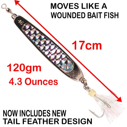 Bass Cod Pollock Fishing Wedge Silverhead Lure - Wounded Bait Fish ...
