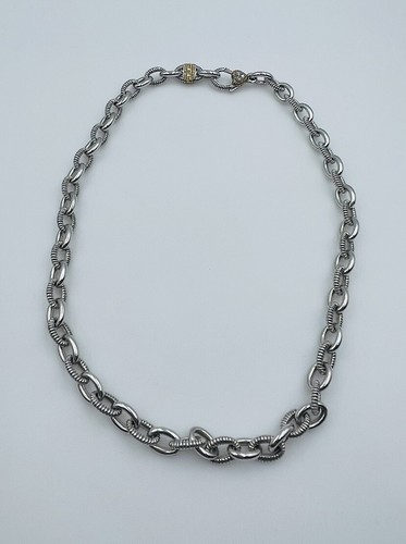 Judith Ripka JR Two Sterling Silver & 18k Gold Diamond Chain Necklace ...