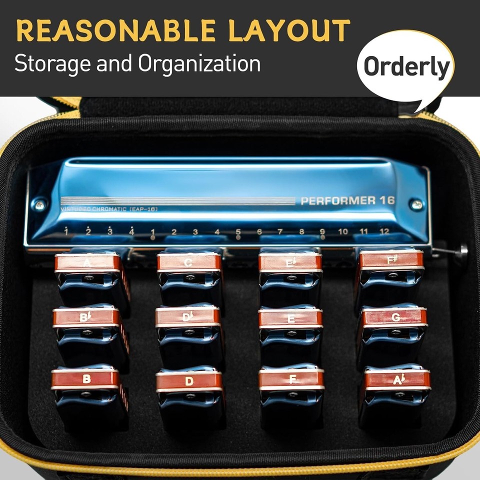 EASTTOP Harmonica Carry Case-Harmonica Storage & Carrying Case for 12 ...