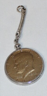 1966 Kennedy 40% Silver Half Dollar Key chain coin floating in the ...