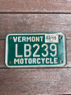 2015 VERMONT VT MOTORCYCLE MC LICENSE PLATE LB239 | eBay