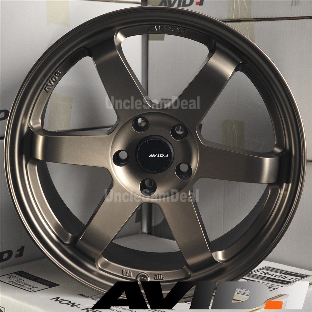 18x9.5 5x114.3 38 OFFSET AVID.1 AV-06 MATTE BRONZE 6 SPOKE SPORT WHEELS ...