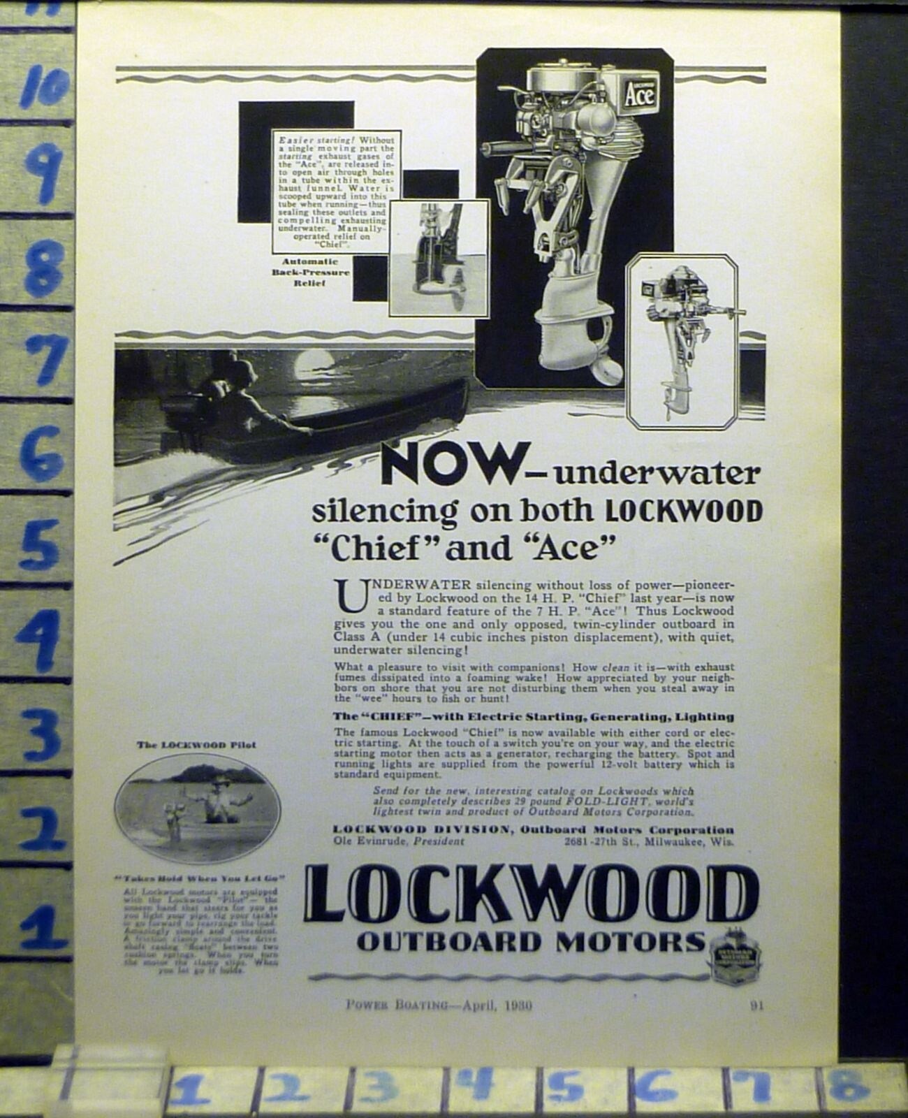 1930 LOCKWOOD CHIEF ACE BOAT MOTOR ELECTRIC WATERCRAFT AD BF73 | eBay