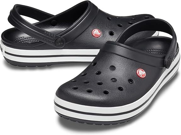 Crocs Unisex Crocband Comfortable Casual Regular Clogs, Black, Size M7 ...