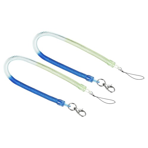 Retractable Coil Spring Keychain with Key Ring 460mm, 2 Pack Plastic ...