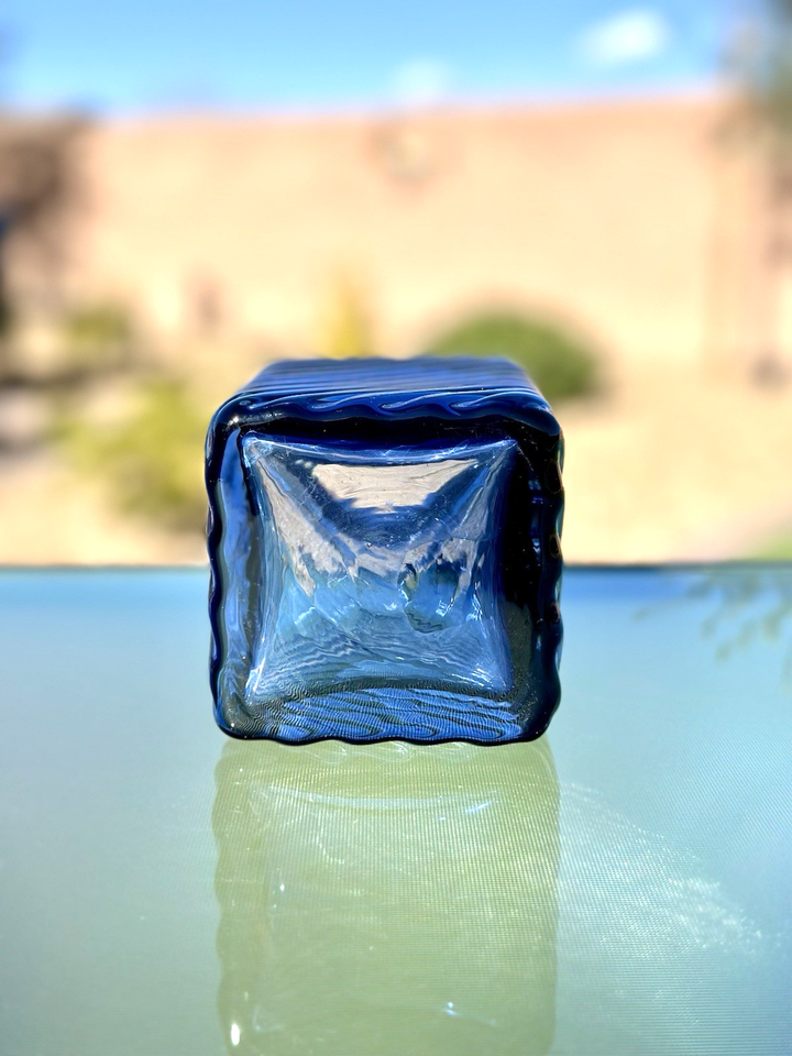 Vintage Mid-MOD Holmegaard Denmark Blue Glass Square Decanter Vase ...