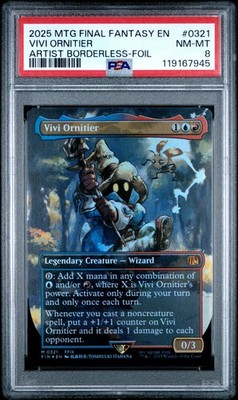 2025 MTG FINAL FANTASY ARTIST BORDERLESS-FOIL #0321 VIVI ORNITIER PSA 8 ...