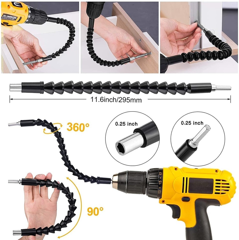 4 Pack Flexible Drill Bit Extension, 11.6 inch Superbit Screwdriver ...