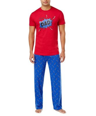 Family PJs Men's Super Dad Thunder Bolts Pajama Set Red / Blue XL | eBay