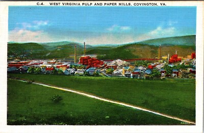 Covington, VA West Virginia Pulp & Paper Mills Vintage Linen Postcard ...