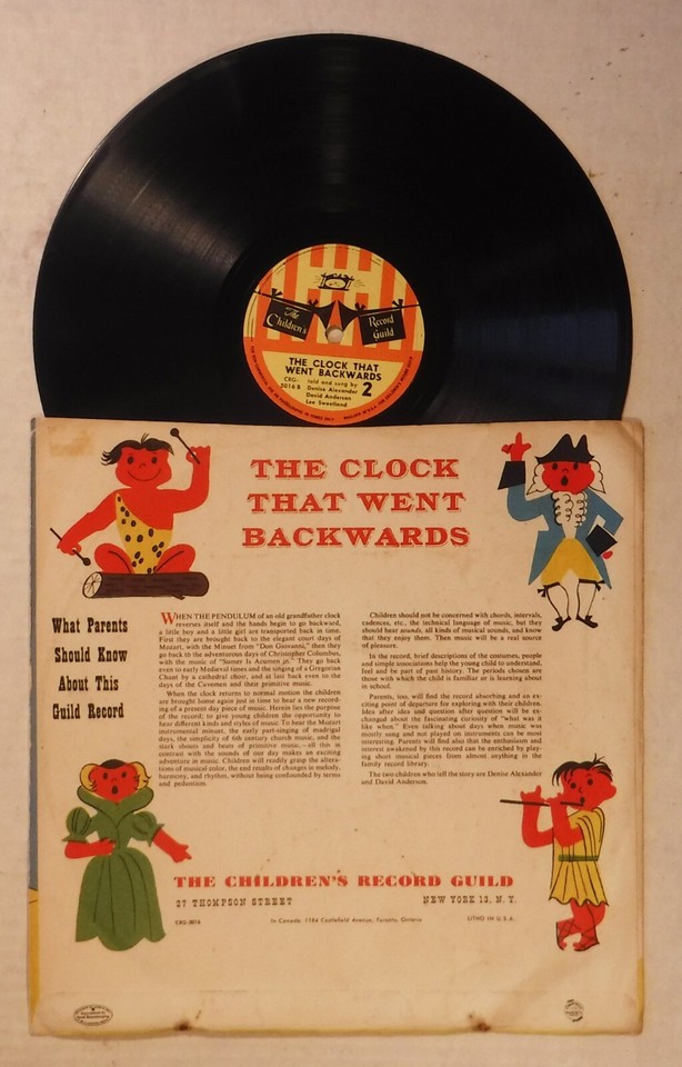 CHILD’S 10 INCH 78 RPM VINYL RECORD & PS / CRG 5016 / CLOCK THAT WENT ...