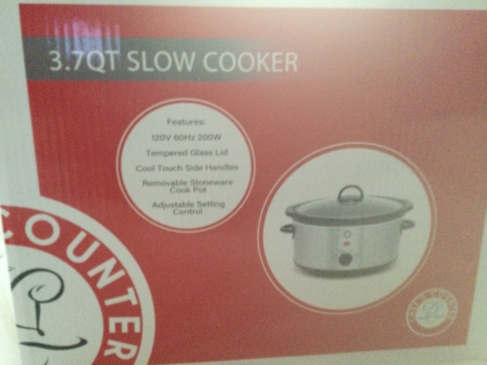Chef’s Counter 3.7 QT. Slow Cooker, Glass Lid, Adjustable - NEW IN BOX ...
