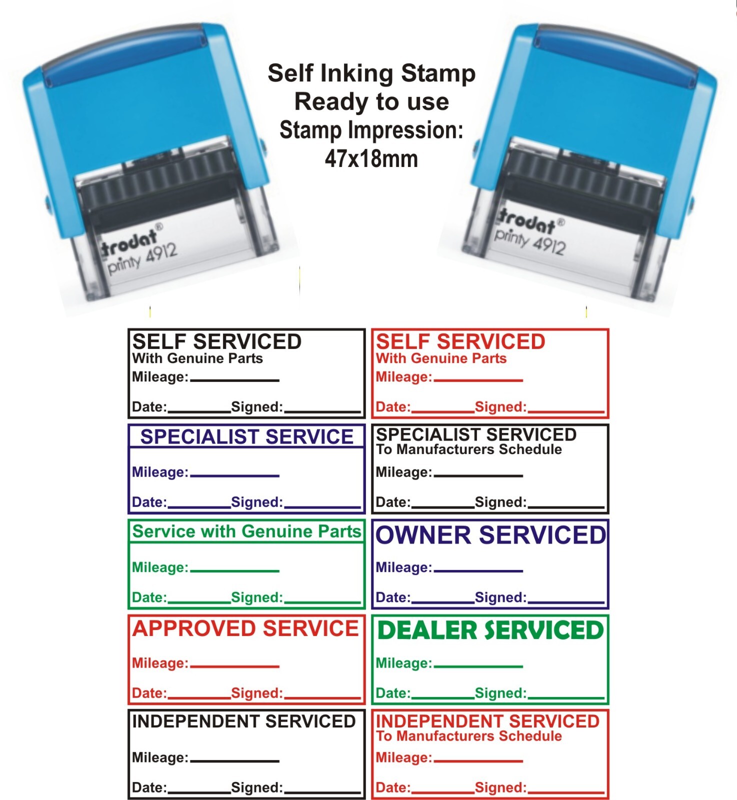 Self Inking Garage Mechanic Home Service Rubber Stamp Ready to use-47mm ...