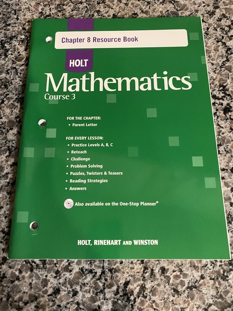 Chapter 8 Resource Book Holt Mathematics Course 3 | eBay