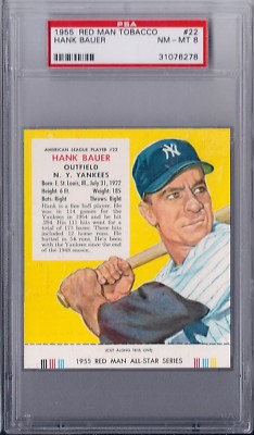 1955 Red Man Redman Set # 22 Hank Bauer Yankees NM MT PSA 8 | eBay