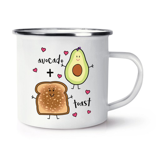 Avocado Plus Toast Retro Enamel Mug Cup - Funny Joke Camping ...