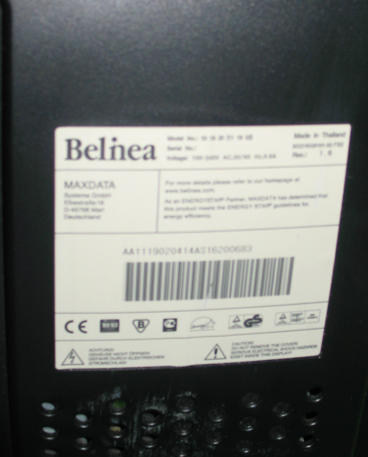 Maxdata Belinea 101920 TFT Monitor 19'' (48,3cm) LCD ohne Fuß B ...