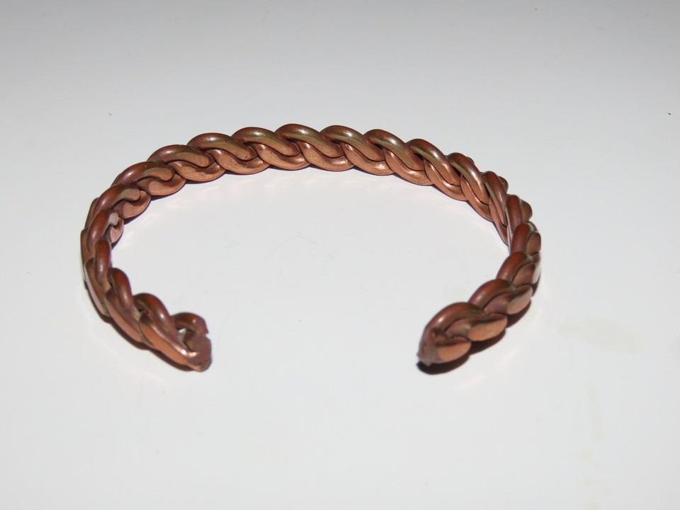 7" SOLID COPPER BRAIDED CUFF BRACELET Vtg | eBay