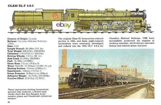 CN CANADIAN NATIONAL RAILWAYS CLASS UL-F 482 1944 LOCOMOTIVE D.AVERY ...