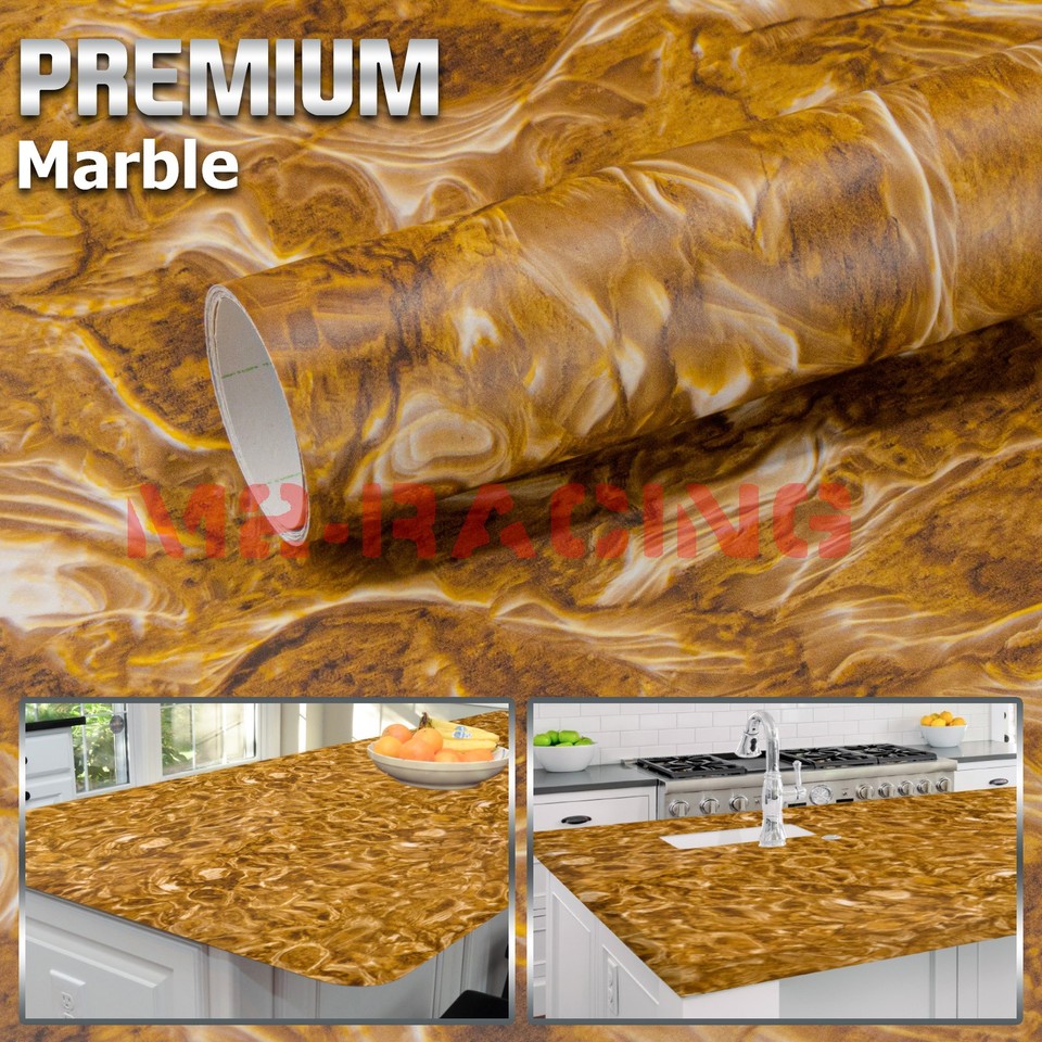 Gloss / Matte Marble Granite Style Vinyl Wrap Self Adhesive Counter Top ...
