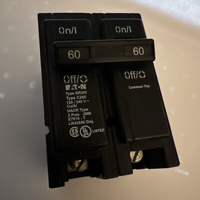 Eaton BR260 2 Pole 60 Amp Circuit Breaker Cutler Hammer BR260 NEW FREE ...