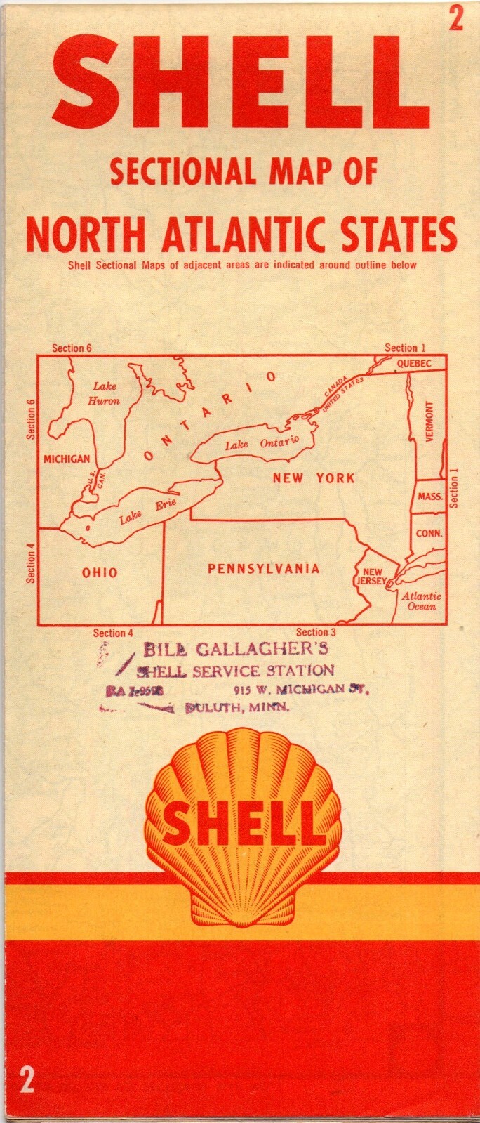 1955 Shell North Atlantic United States Road Map New York Jersey ...