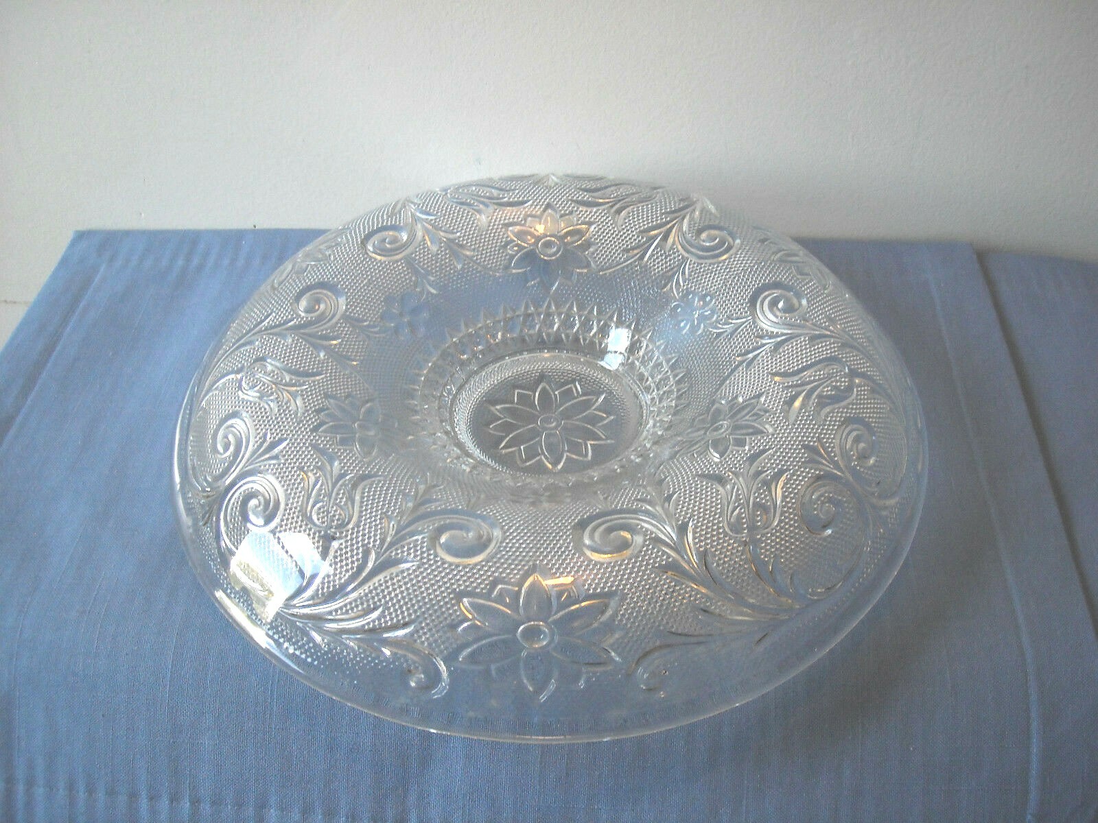 Indiana Glass Clear Sandwich Pattern Console Bowl Rolled Edge Pressed ...