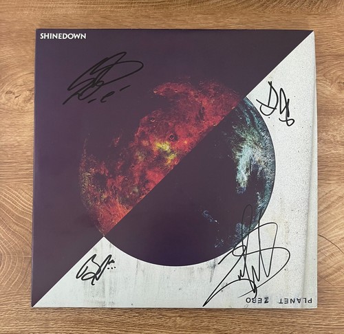 * SHINEDOWN * signed vinyl album * PLANET ZERO * BRENT, ZACH, ERIC ...