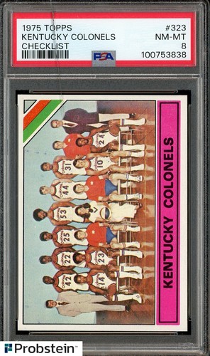 1975 Topps Basketball #323 Kentucky Colonels Checklist PSA 8 CRACKED ...