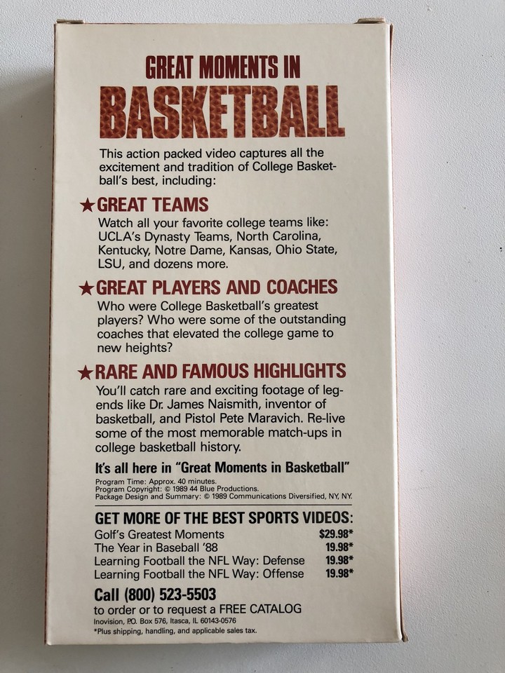 Great Moments in Basketball VHS 1989 Vintage | eBay