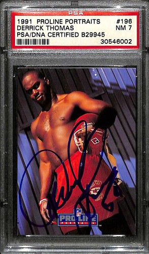 Derrick Thomas Signed KC Chiefs 1991 Proline Portraits #196 NM 7 PSA ...