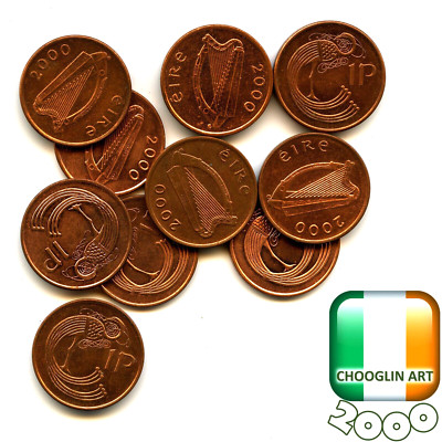 Set of (x10) IRISH 2000 PENNY 1p coins, 25 Years Old! | eBay