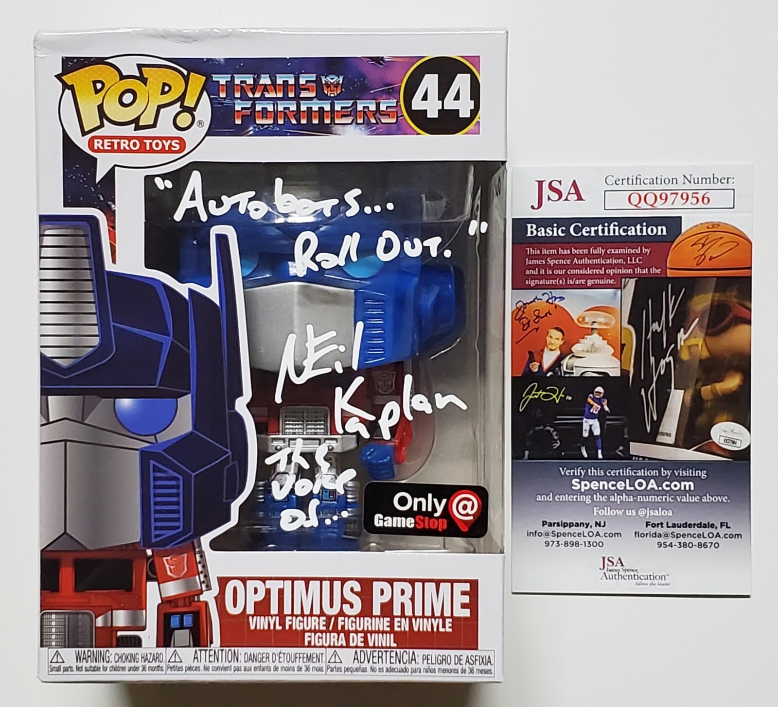 Neil Kaplan Autographed Signed Optimus Prime Transformers Funko Pop W ...