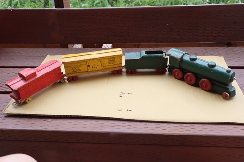 Vintage Antique Strombecker Co. 4 Piece Toy Wooden Train Set 1950s | eBay