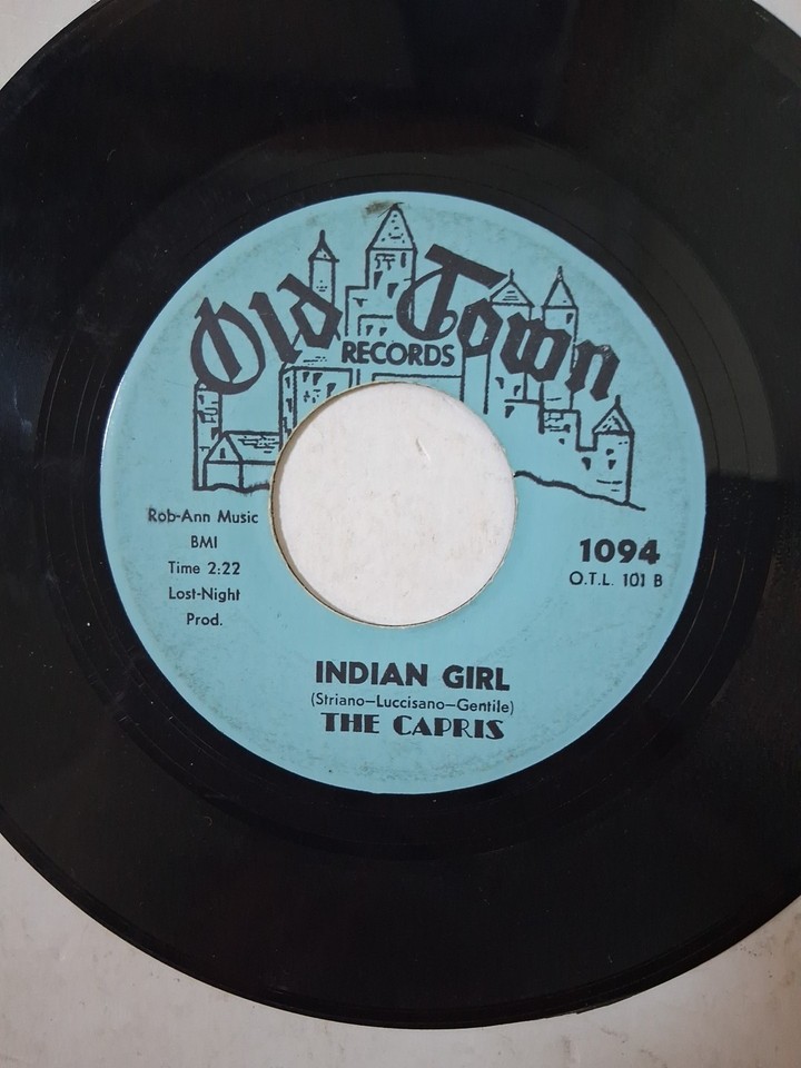 45 RPM Vinyl Record The Capris There's a Moon Out Tonight Old Town ...