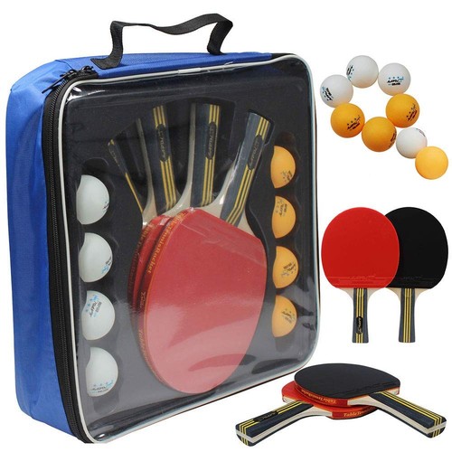 Quality Ping Pong Paddle Set - 4 Professional Table Tennis Rackets ...