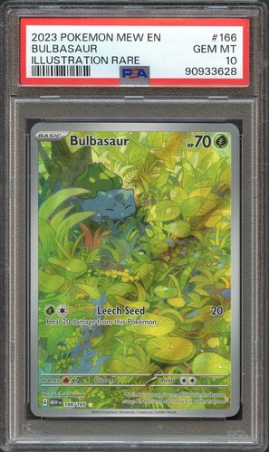 PSA 10 GEM MINT BULBASAUR ILLUSTRATION RARE #166 MEW EN 151 2023 ...