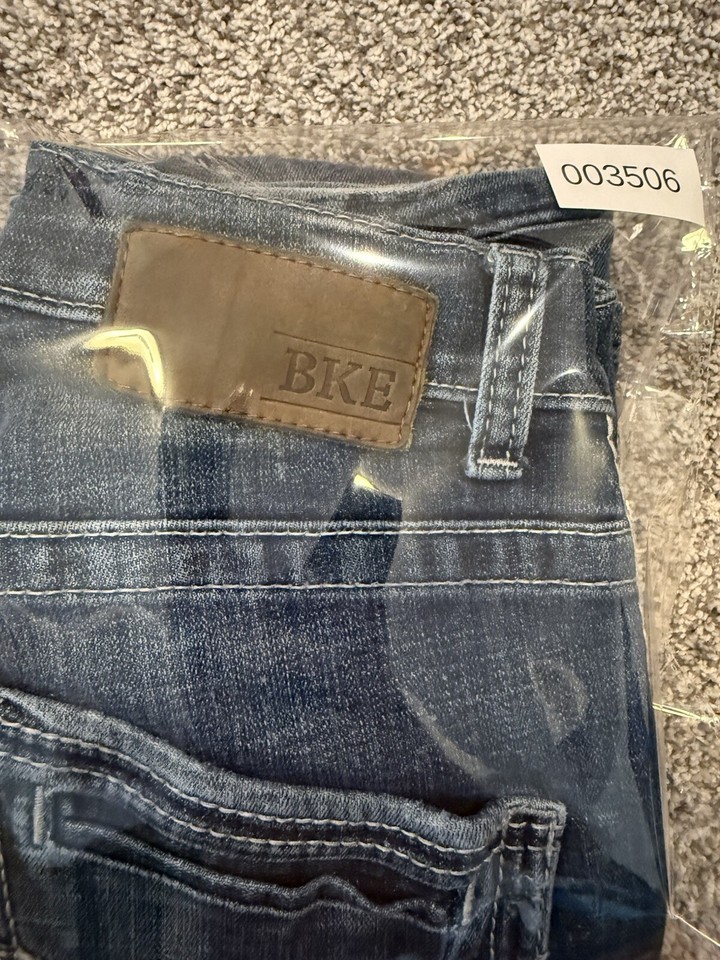 BKE Jeans Mens 27S * Blue Alec Straight Leg Distressed Stretch DarkWash ...