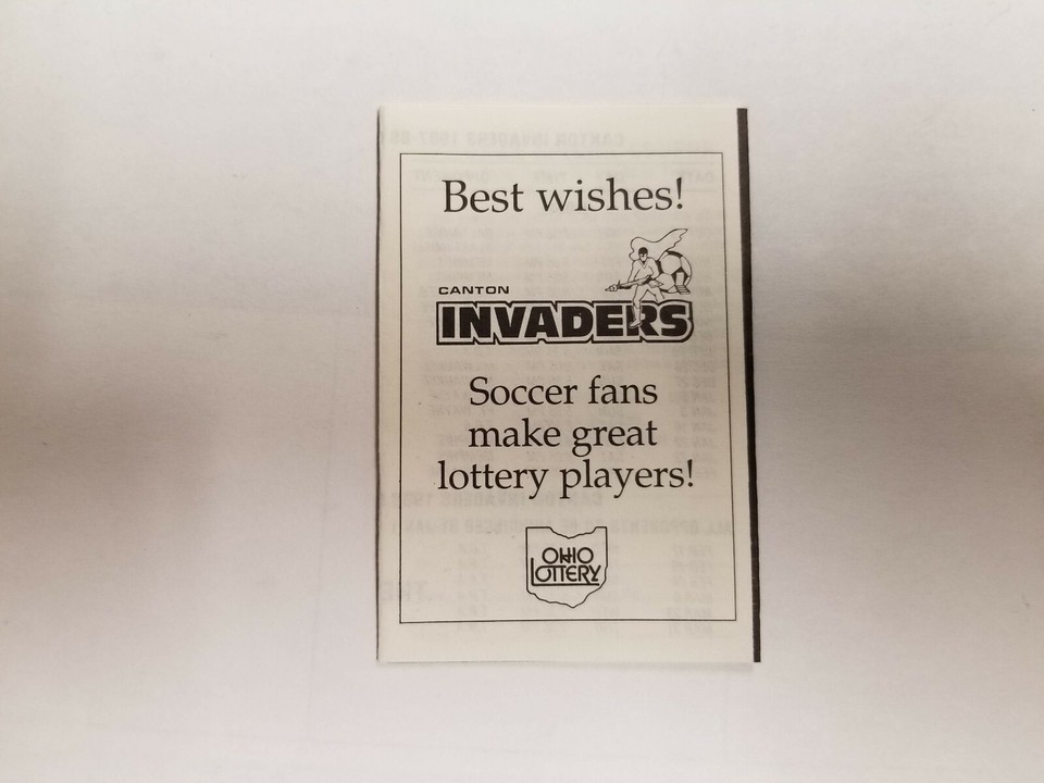 Canton Invaders 1987/88 AISA Indoor Soccer Pocket Schedule - Ohio ...