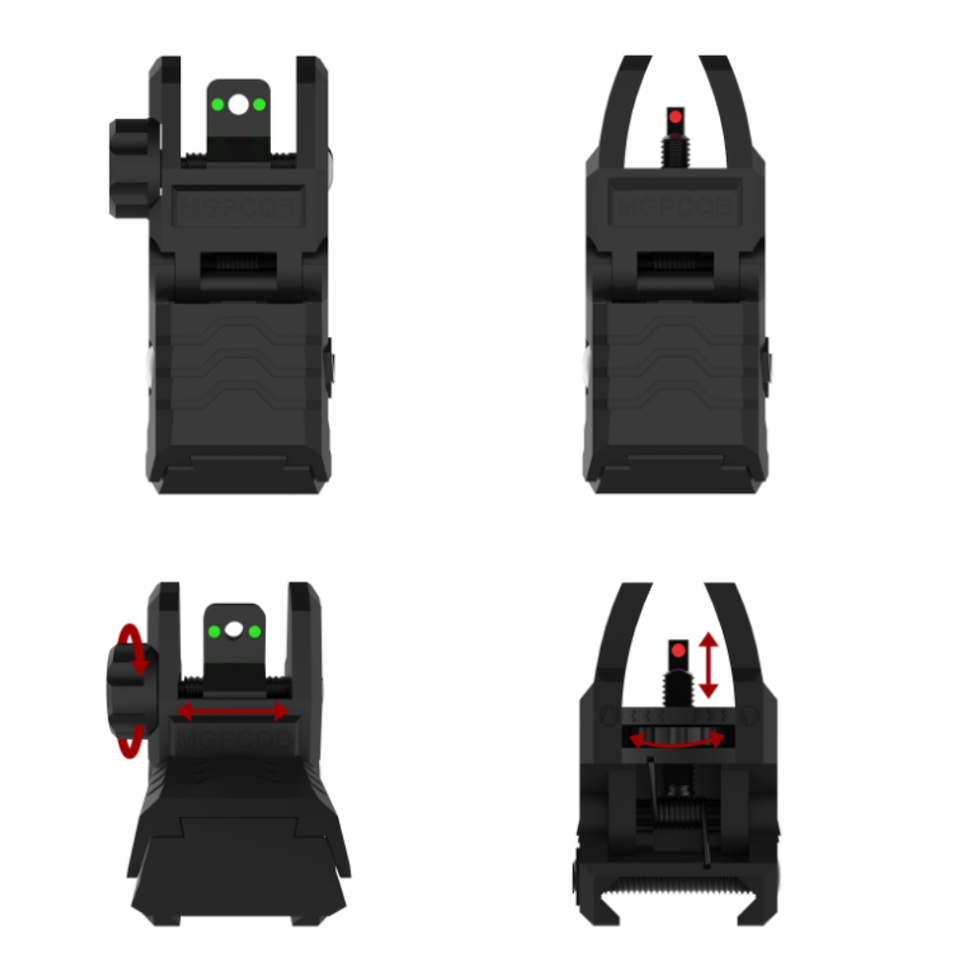 Fiber Iron Sight Flip-up Front Rear Sights Back Up Picatinny/Wea...Rail ...