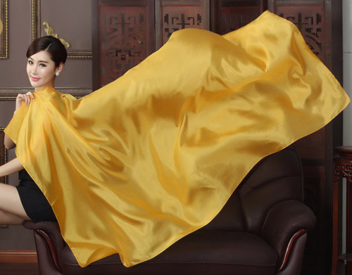 100% Silk Scarf Women neckerchief Shawl Wrap solid color yellow MY111 ...