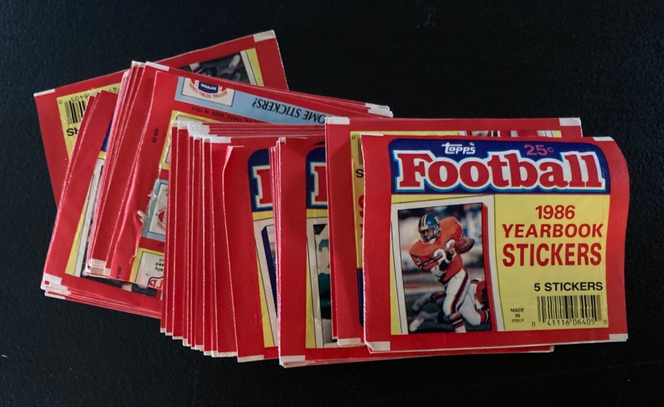 1986 Topps Football Stickers Empty Sticker Box Flat with Wrappers | eBay