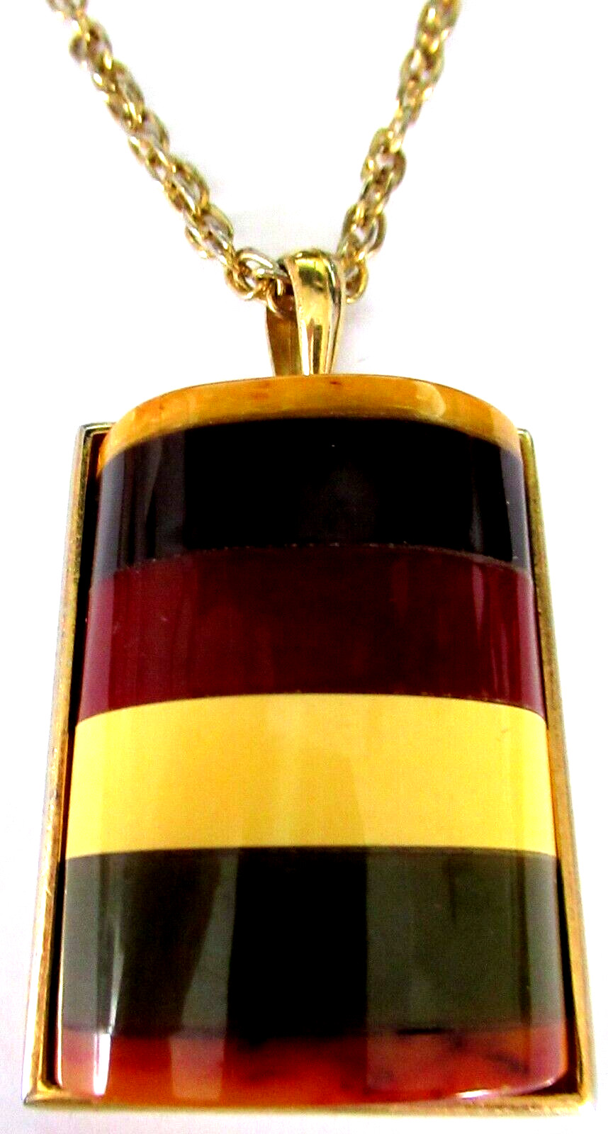 6 Color Laminated BAKELITE Striped Vintage Pendant Ne… - Gem