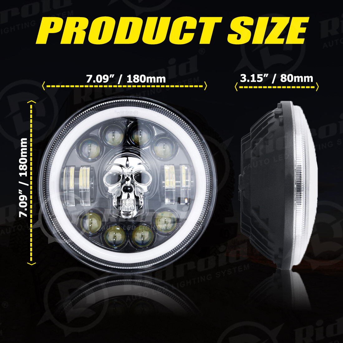 For Ford F1 1948-1952 RGB 7" Inch Round LED Headlights Halo Angel Eyes ...