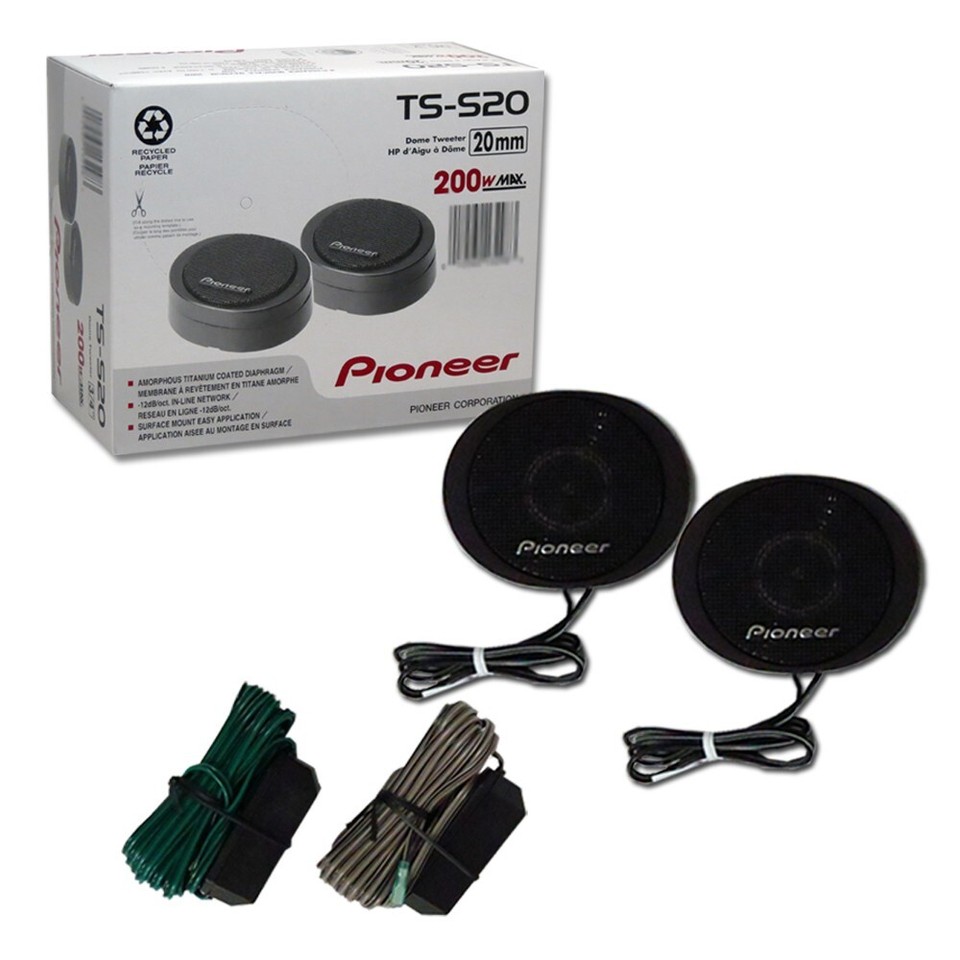 PIONEER TS-S20 3/4" 20MM CAR AUDIO HIGH POWER COMPONENT DOME TWEETERS ...