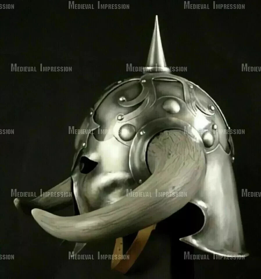 Medieval Death Dealer Helmet Metal Steel With Liner and Chin Strap LARP ...