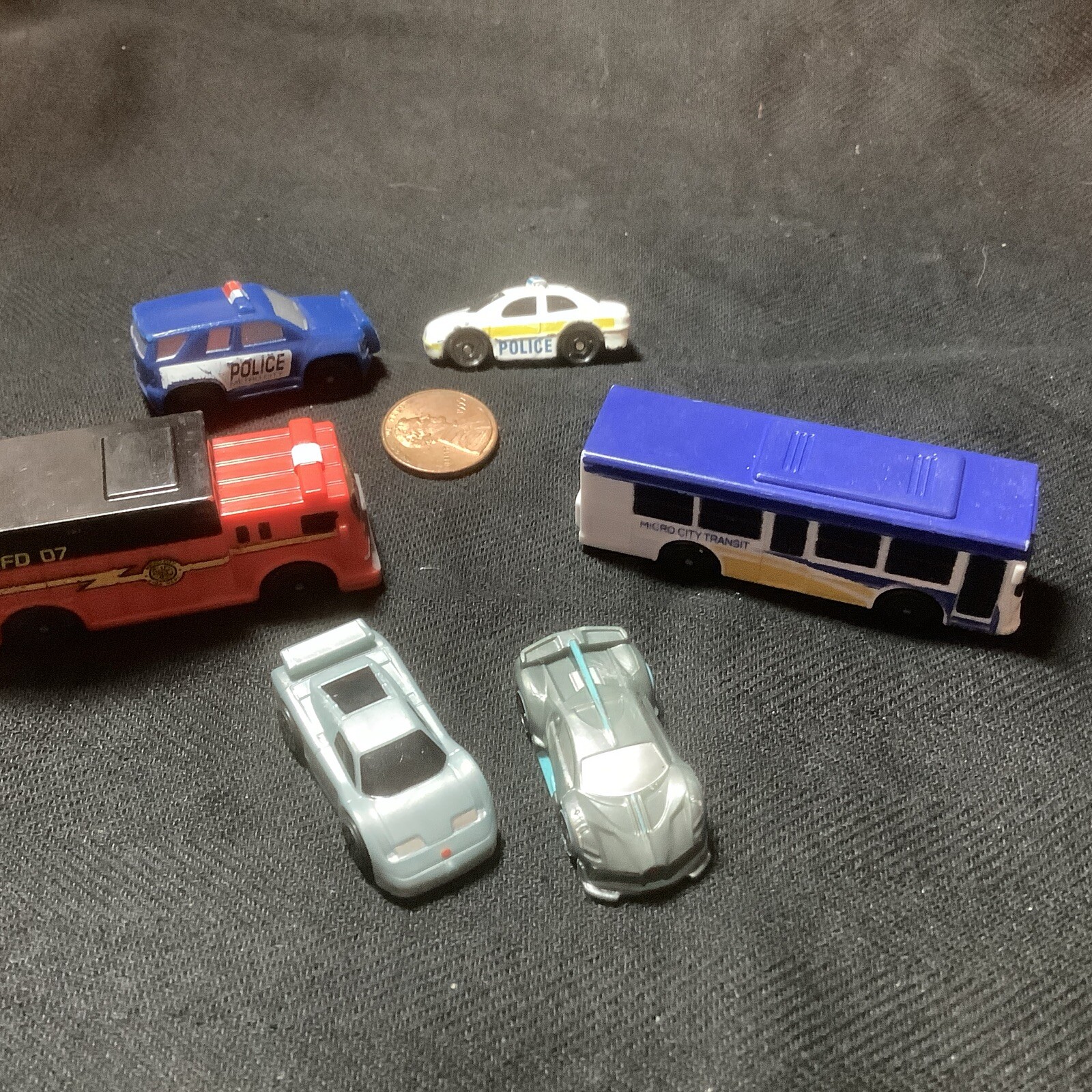 Micro Machines From MicroCity Police, Fire Dept, Bus Transit- Lot of 6 ...