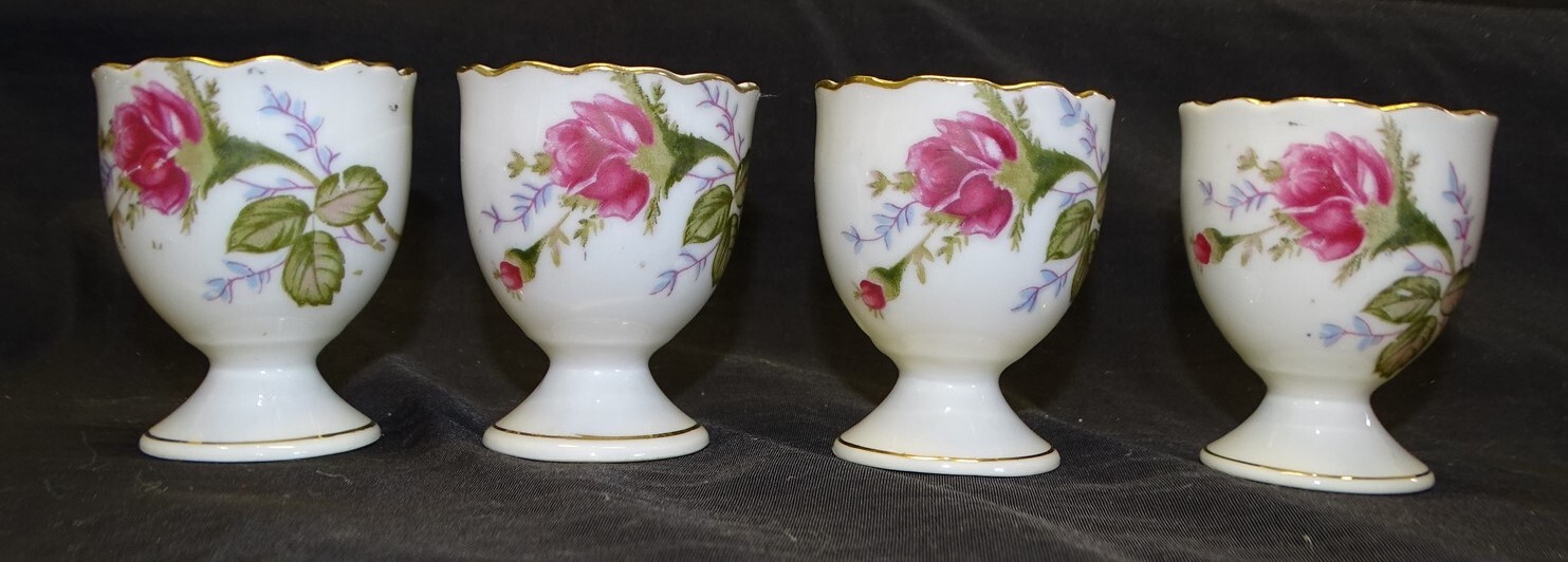 Japan Lipper & Mann Bone China Moss Rose Set of 4 Egg Cups 2 1/4" | eBay