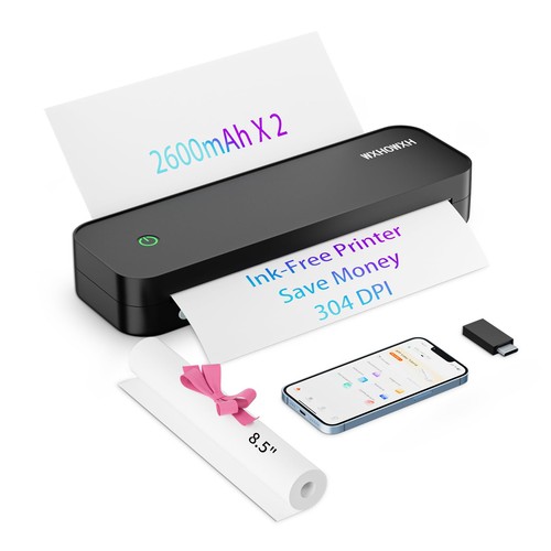 Portable Printers Wireless for Travel,Thermal Bluetooth Inkless Mini ...